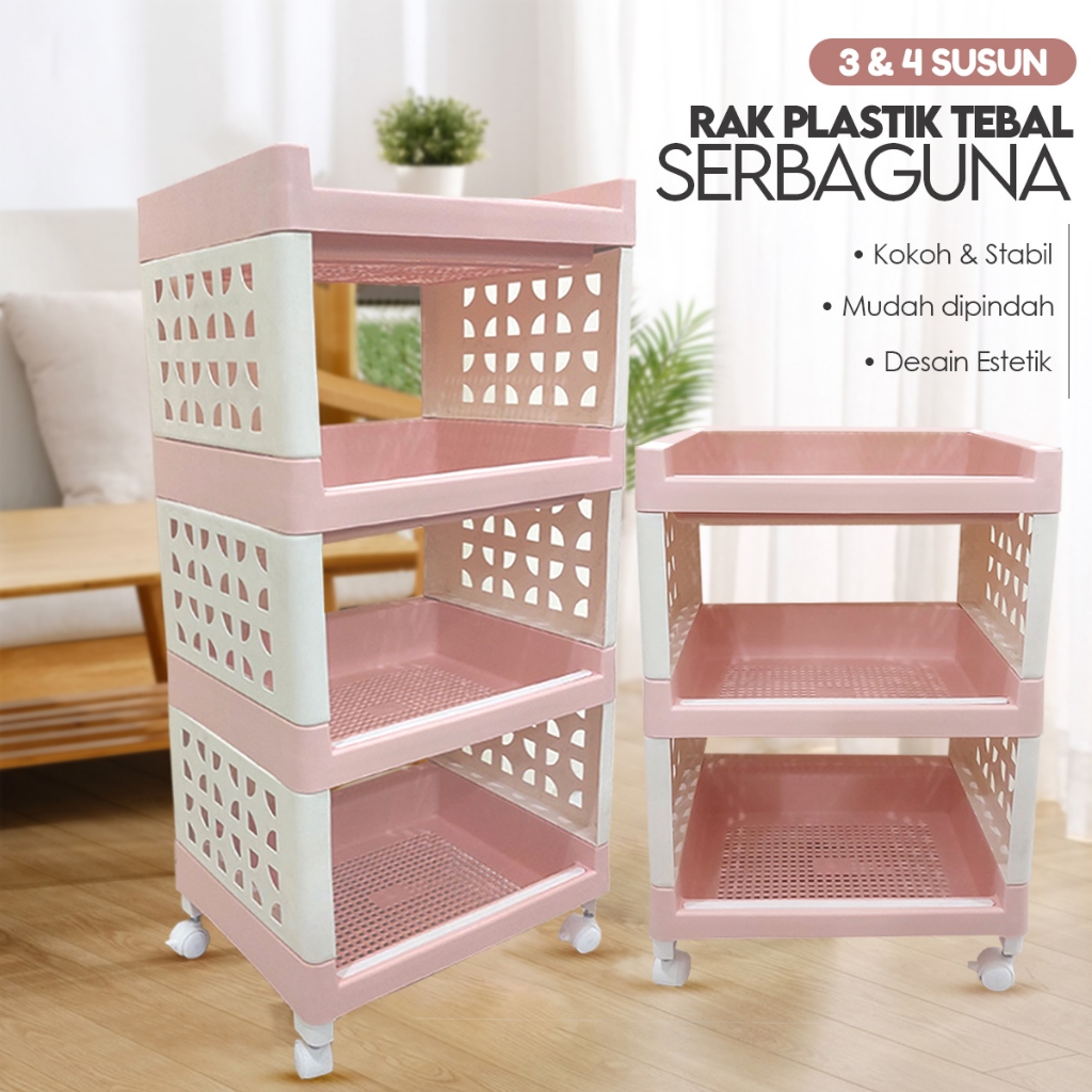 Jual IDOHOUSE Rak Troli 3 & 4 Susun Rak Dapur Rak Buku Rak Serbaguna ...