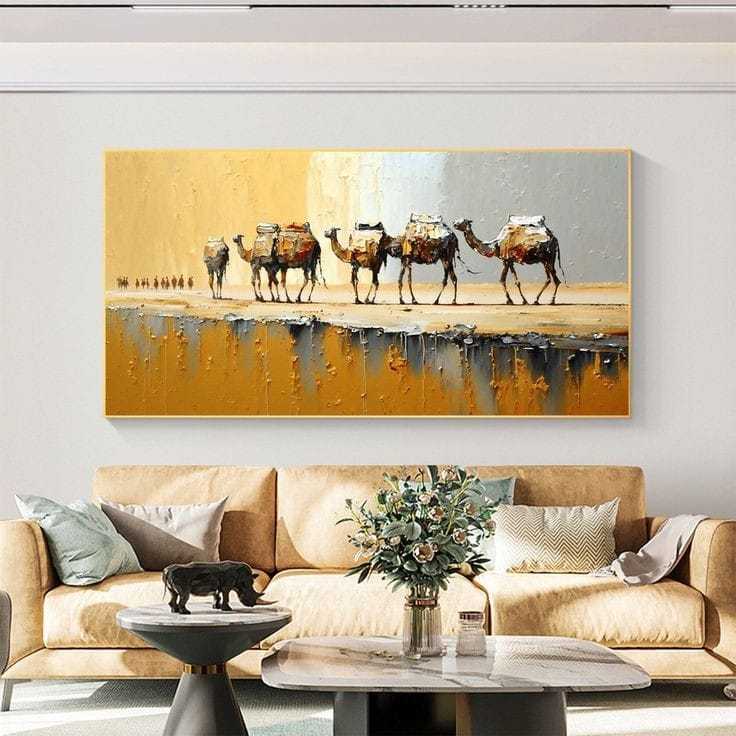 Jual Lukisan Unta Arab Tekstur Timbul Modern art Murah dan Estetik ...