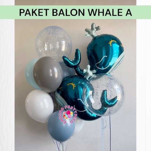 Jual Paket Balon IKAN PAUS WHALE A / Dekorasi Ulang Tahun Balon Paus ...