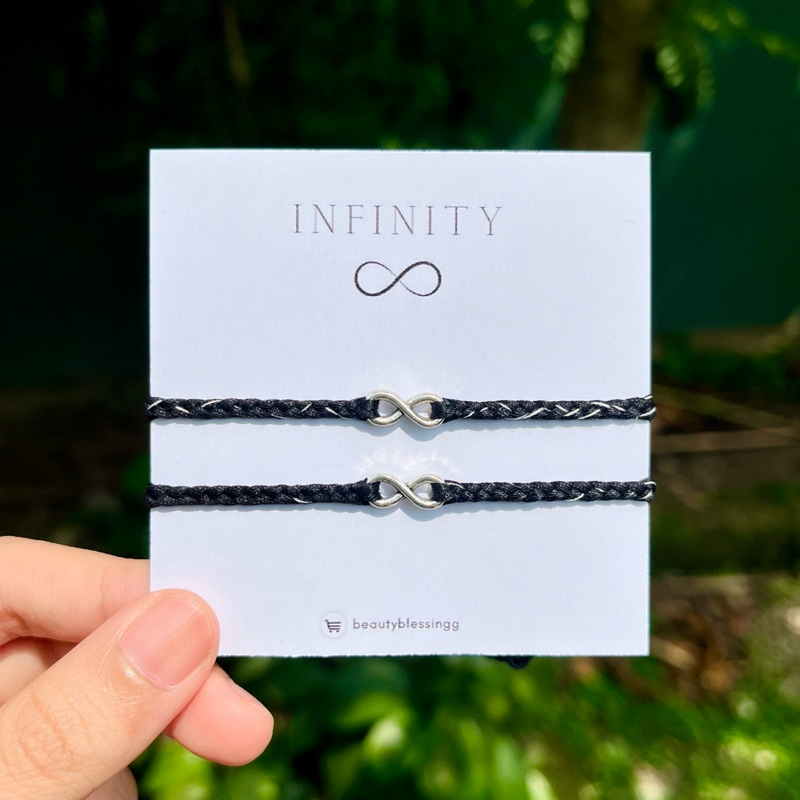 Jual [05] Black Infinity Bracelet Couple / Gelang Kepang Hitam Infinity ...