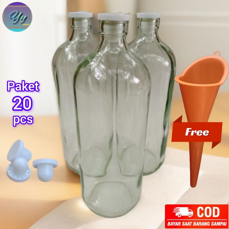 Jual 20 BOTOL KACA 1 LITER/1000ml Botol Bensin|Botol Minyak|Botol Jamu ...