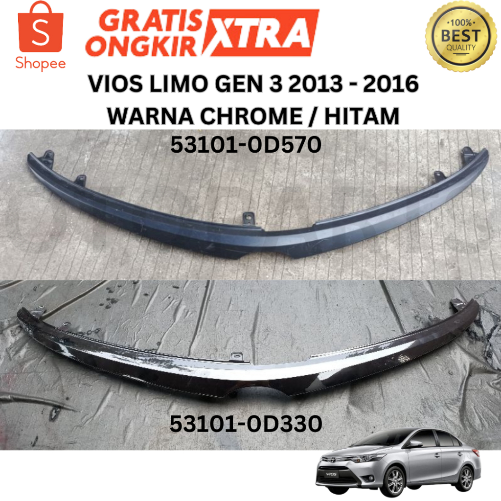 Jual LIST GRILL RAM HITAM CHROME KROM TOYOTA VIOS LIMO GEN 3 2013 2014 ...