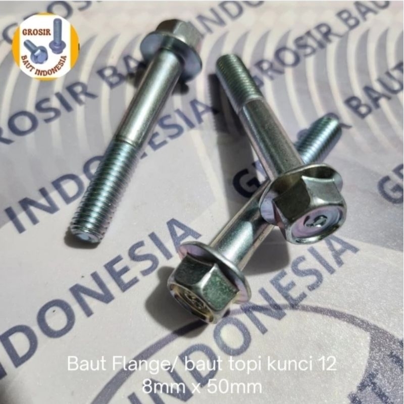 Jual Baut Flange/ Baut topi kunci 12 M8x50 (paket 4pcs) | Shopee Indonesia