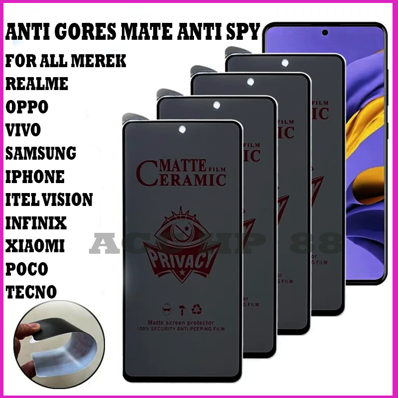 Jual Acchp Tempered Glass Full Cover Anti Spy Privasi Matte / Glass Kaca High Quality Privacy ...