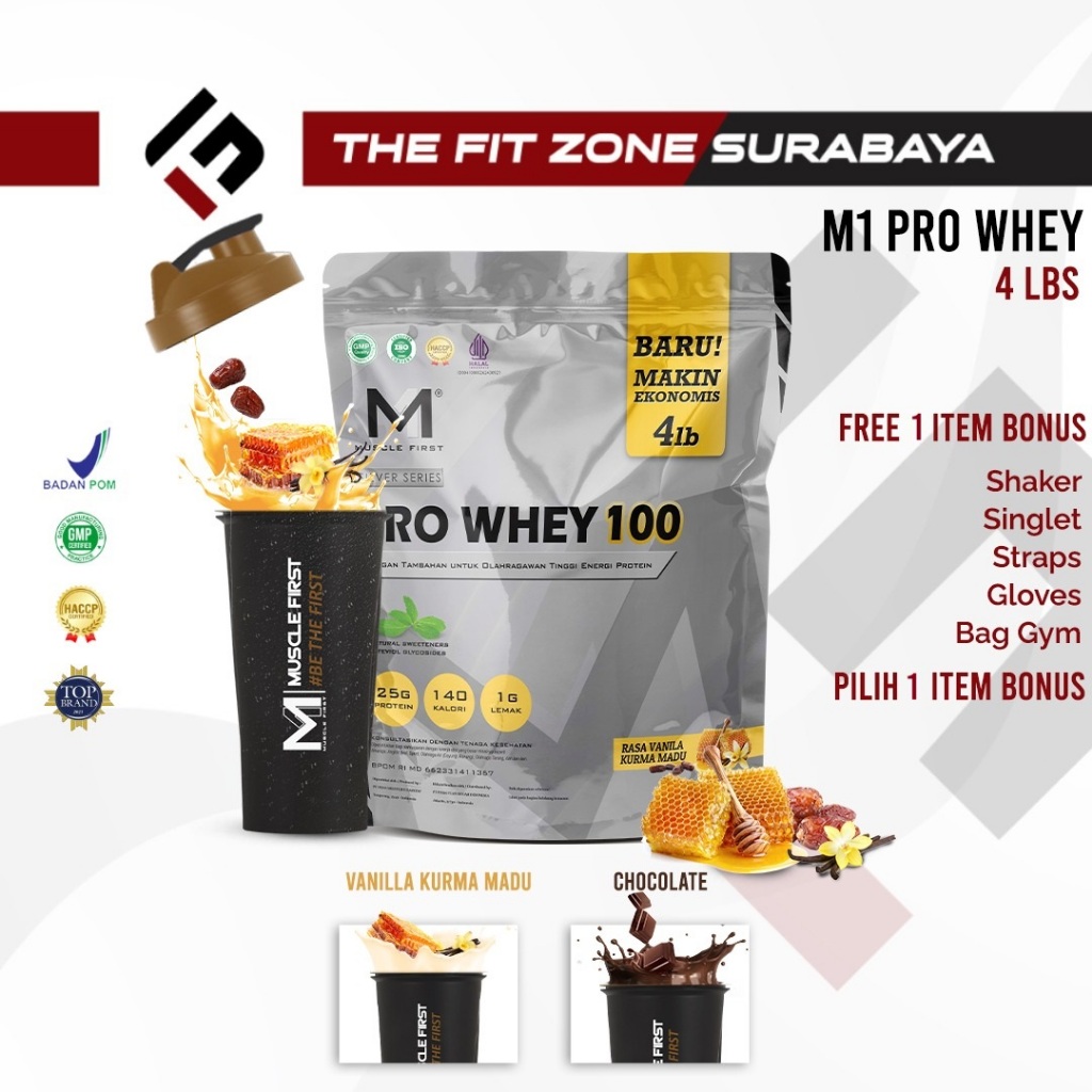 Jual MUSCLE FIRST Pro Whey 100 4 Lbs Supplemen Fitnes M1 Pro Whey ...