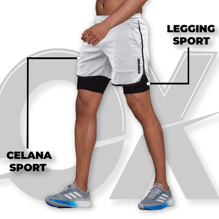 Jual Celana OXSPORT Sport Olahraga Lari Double Short Voli Gym Running ...