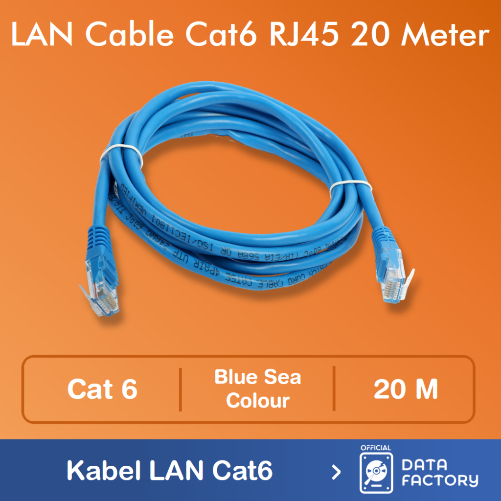 Jual Kabel LAN RJ45 UTP Cat6 Ethernet 20M / 20 Meter - LAN Cable Blue ...