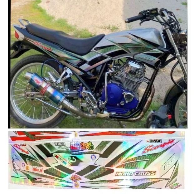 Jual stiker striping Scorpio steko silver hitam | Shopee Indonesia
