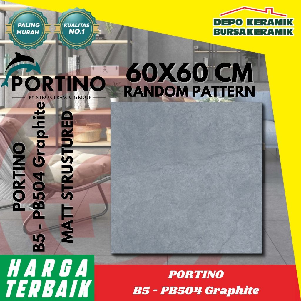 Jual PORTINO 60x60 B5-PB 504 STRUCTURED GRAPHITE | Shopee Indonesia