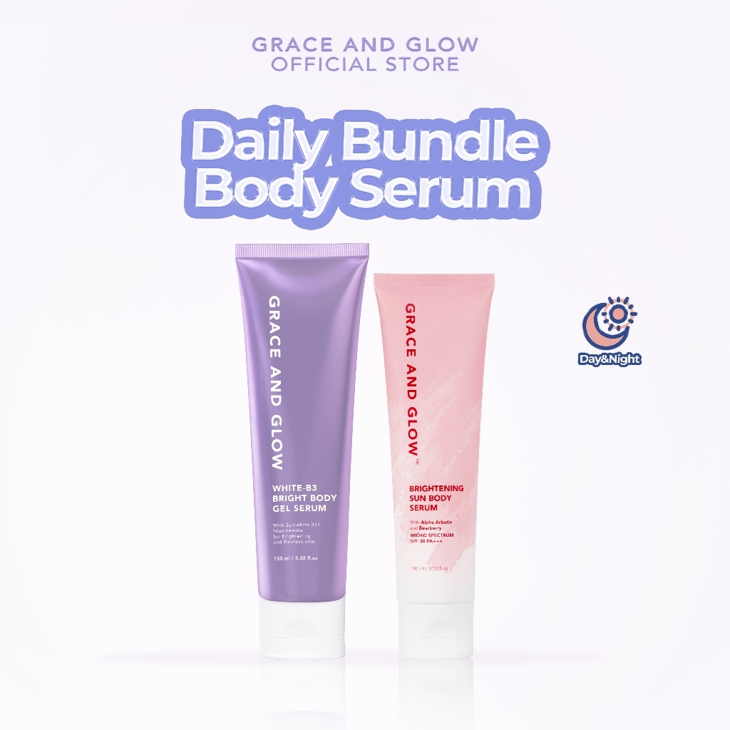 Jual Grace and Glow DAILY BUNDLE Body Serum Day and Night - White-B3 Bright Body Gel Serum untuk ...
