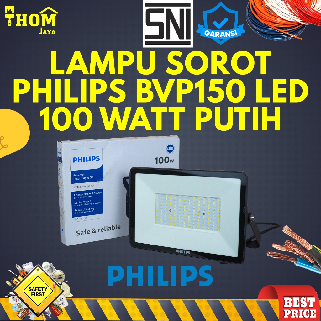 Jual LAMPU SOROT LED PUTIH - 100 WATT - PHILIPS LED FLOOD LIGHT BVP150 | Shopee Indonesia
