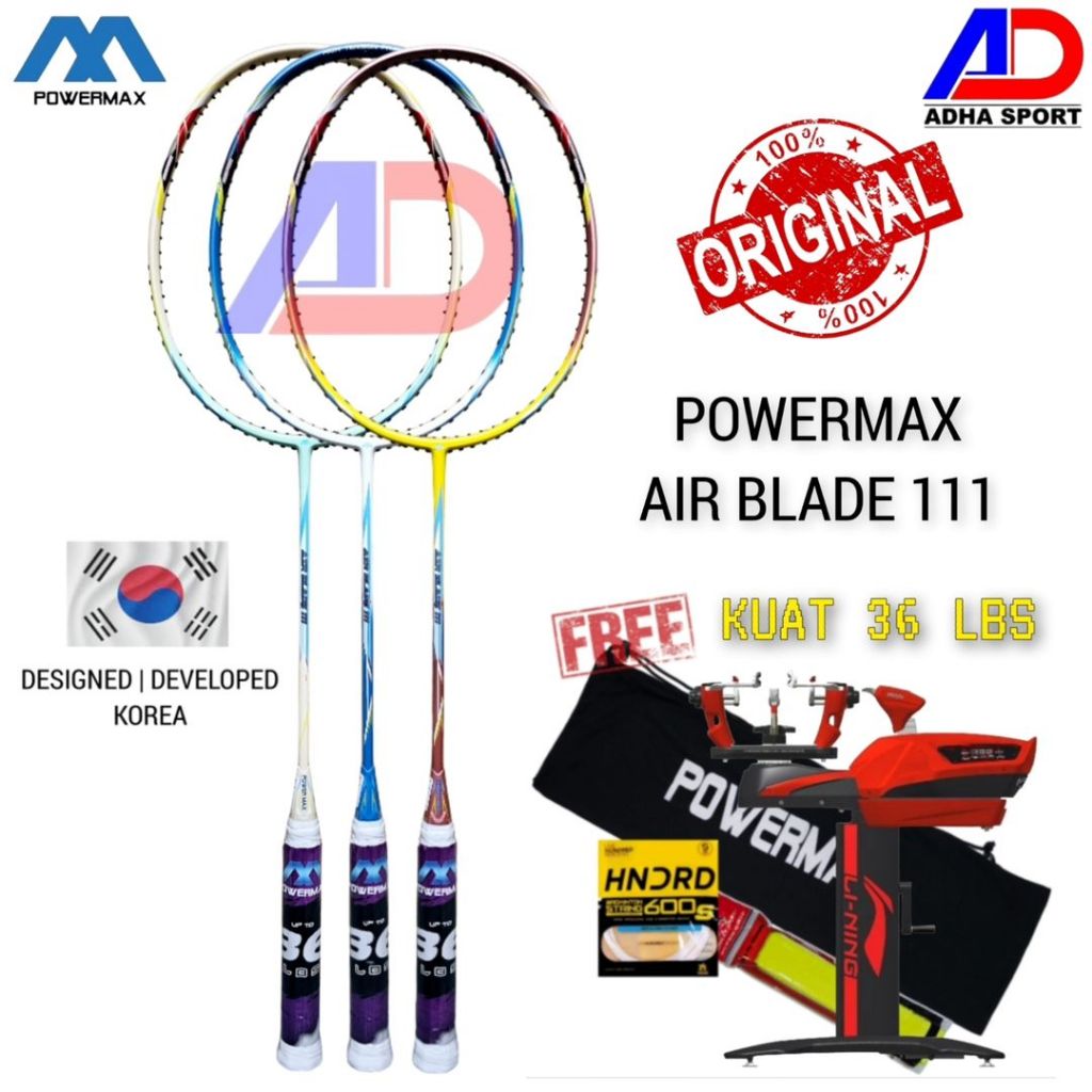 Jual Raket Badminton Powermax AIR BLADE 111 Original 36 LBS Raket ...
