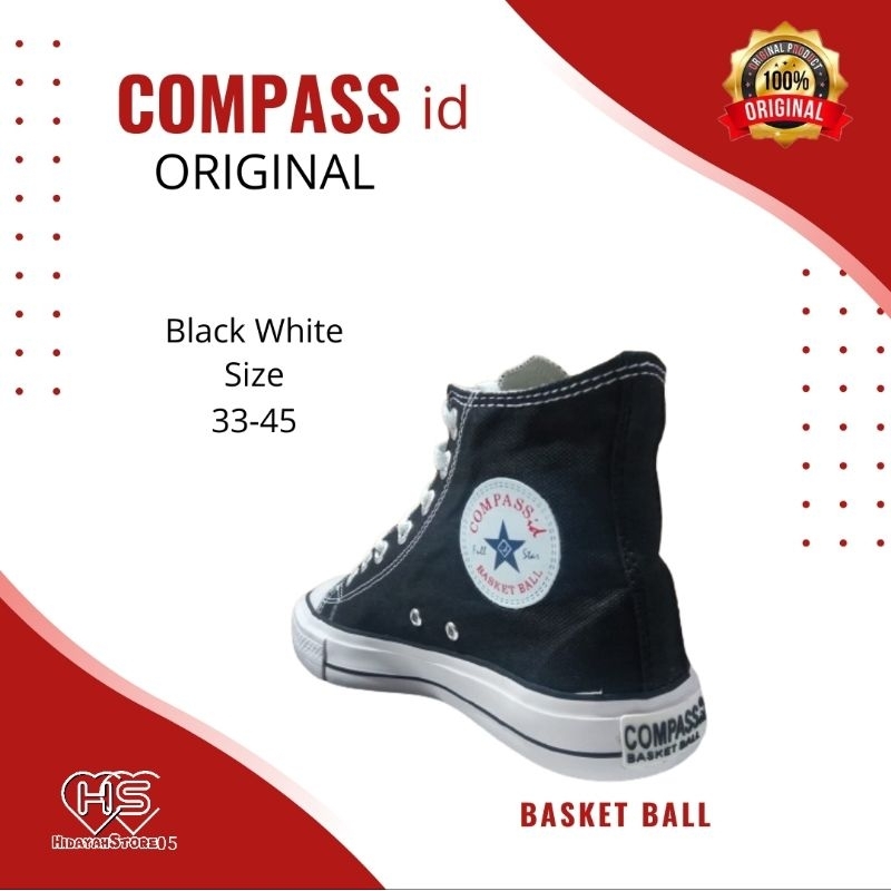Jual Compass id Original HI / OX Hitam Putih Sepatu Sekolah Anak SD SMP ...