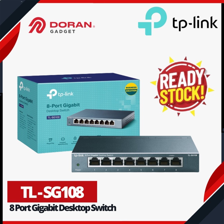 Jual TP-Link SG108 8-port 10/100/1000Mbps Desktop Gigabit Switch Tplink TL-SG108 | Shopee Indonesia