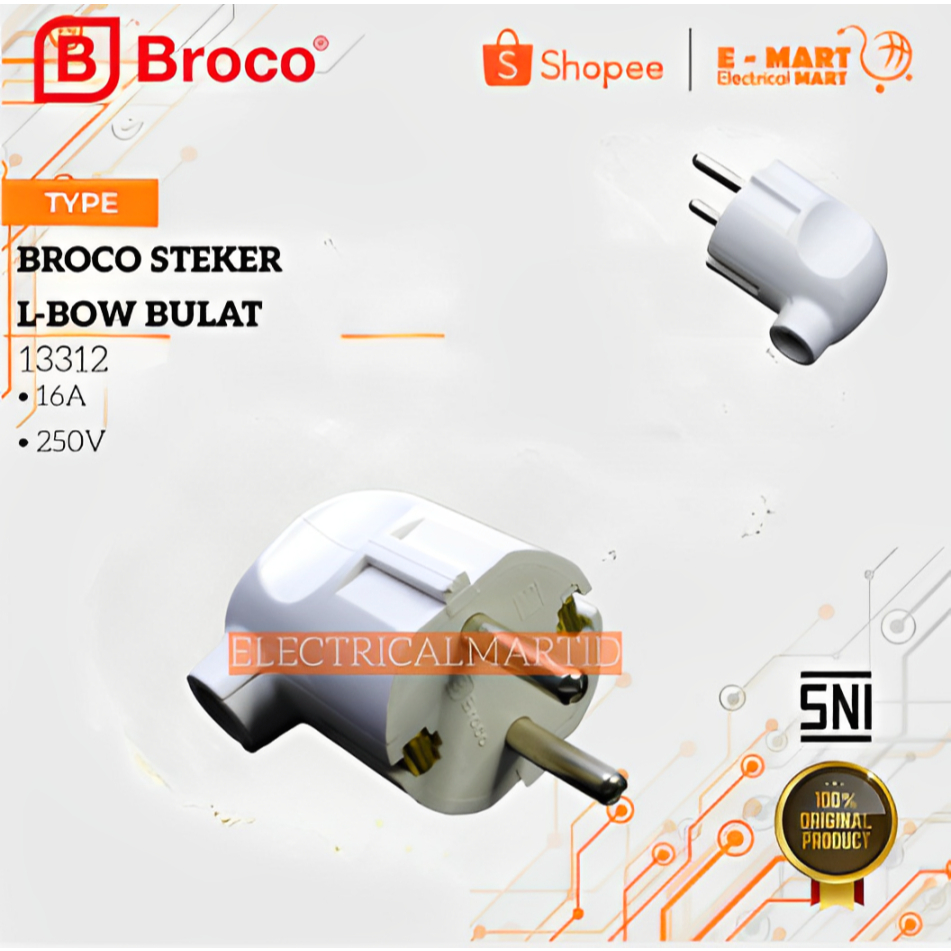 Jual BROCO STEKER LBOW ARDE 13312 / Colokan Listrik Bengkok BROCO ...