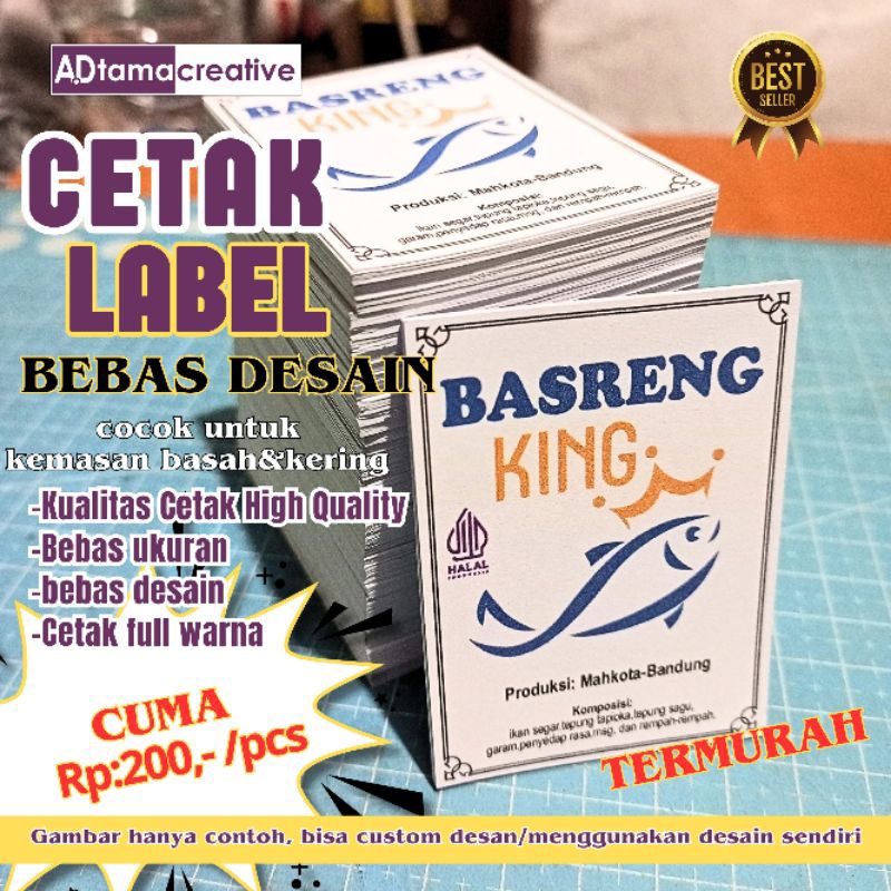 Jual Cetak Label produk/Label Kemasan / Cetak label UMKM / Kertas Label ...