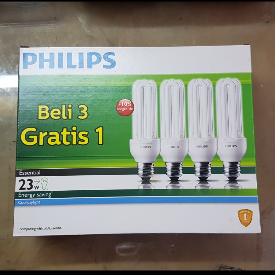 Jual PHILIPS LAMPU ESSENTIAL 23W E27 PUTIH 4CT BELI 3 GRATIS 1 / BOHLAM LILIN / PLC / JARI HEMAT ...