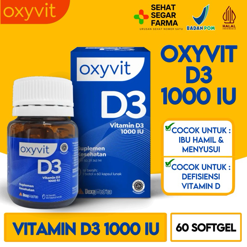 Jual OXYVIT Vitamin D3 1000 iU (Box/60 Softgel) | Shopee Indonesia