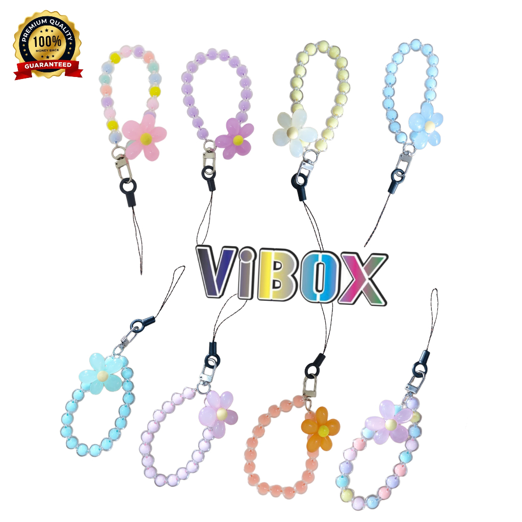 Jual MS - Vibox Tali Gantungan hp korean Pearl Flower Chain Pelindung ...