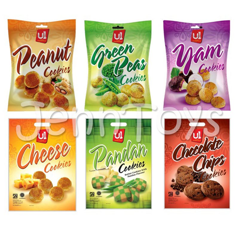 Jual U1 Promo UOne Cookies Yam Cookie Peanut Cookies Greean Peas ...
