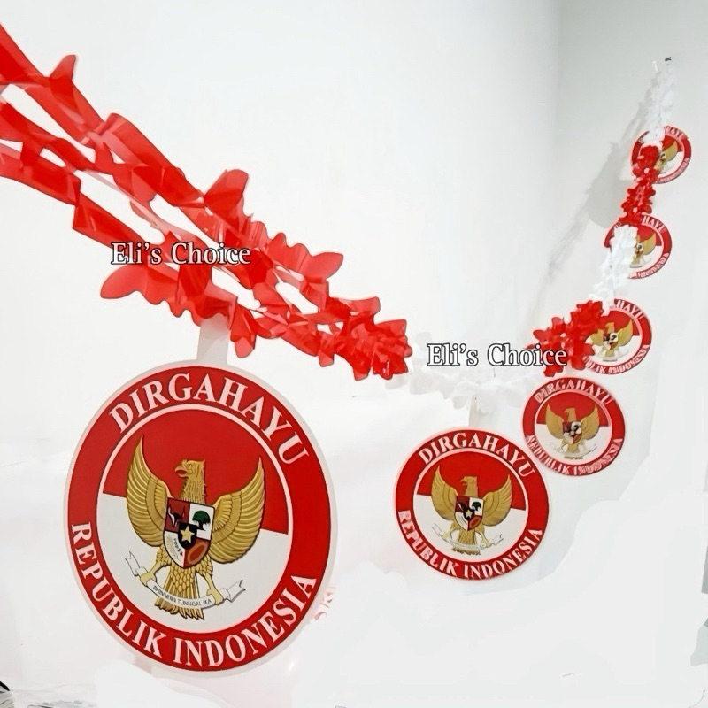 Jual Garland merah putih Tarik Hiasan Kertas Dekorasi Dirgahayu HUT RI ...
