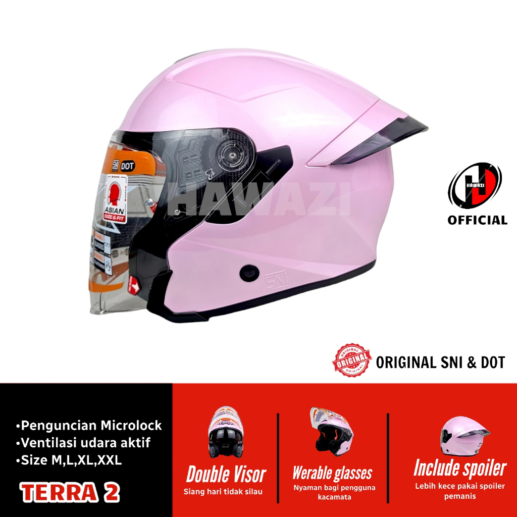 Jual Ink Terra 2 Sakura Pink | Helm Half Face Terra2 Double Visor ...