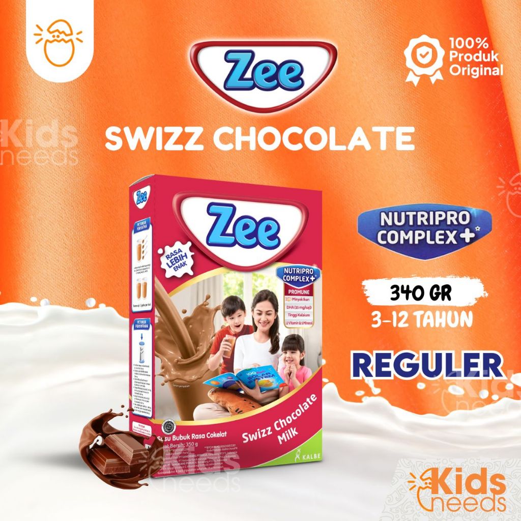 Jual ZEE Reguler Chocolate Flavored Milk 340gr Susu Pertumbuhan Usia 3 ...