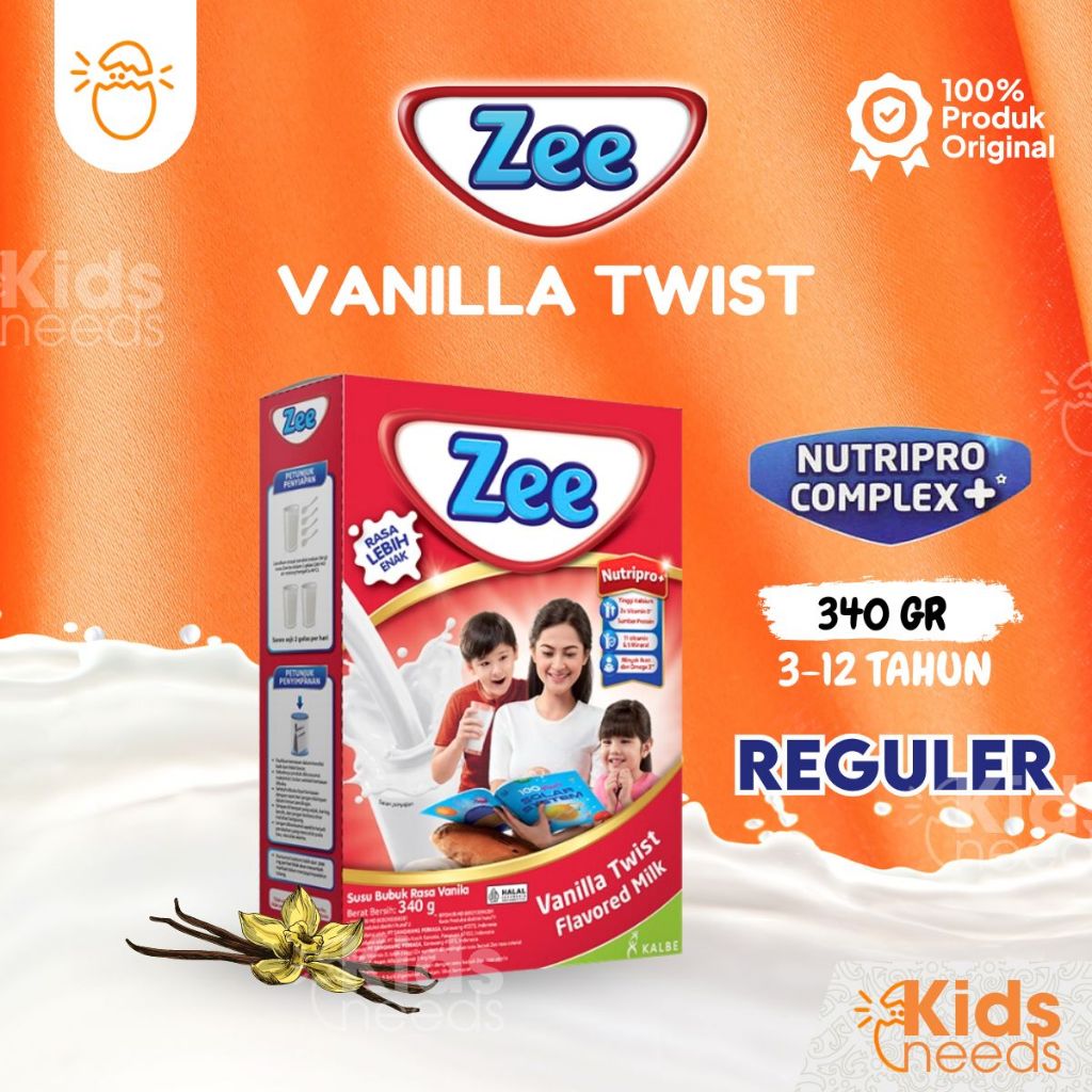 Jual ZEE Reguler Vanilla Flavored Milk 340gr Susu Pertumbuhan Usia 3-12 ...