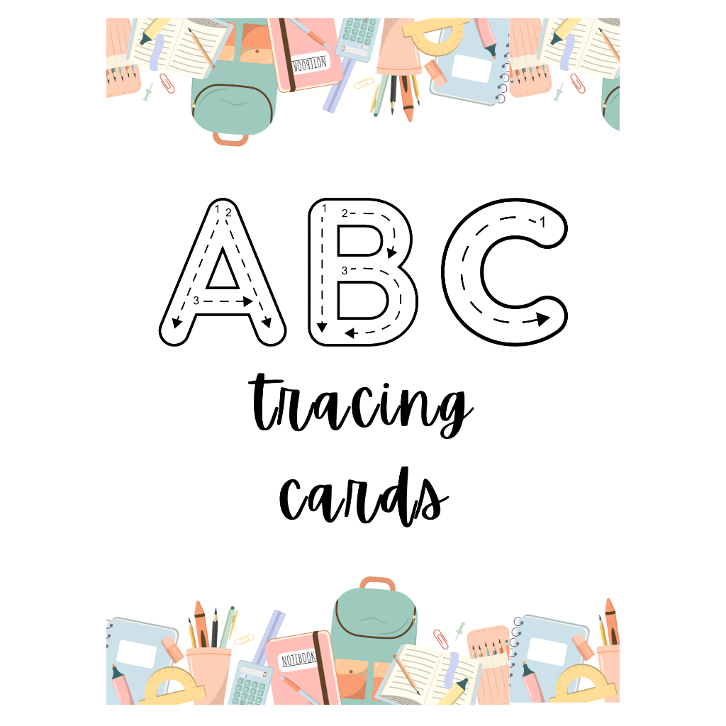 Jual Alphabet Tracing Cards Worksheet in Pastel Colors Illustrative ...