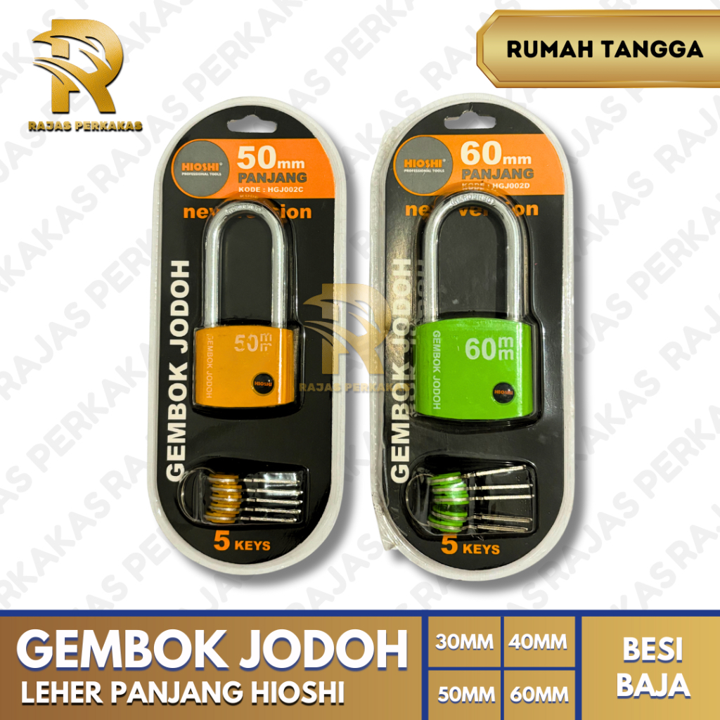 Jual GEMBOK JODOH LEHER PANJANG (5KEYS) HIOSHI / GEMBOK WARNA / GEMBOK ...
