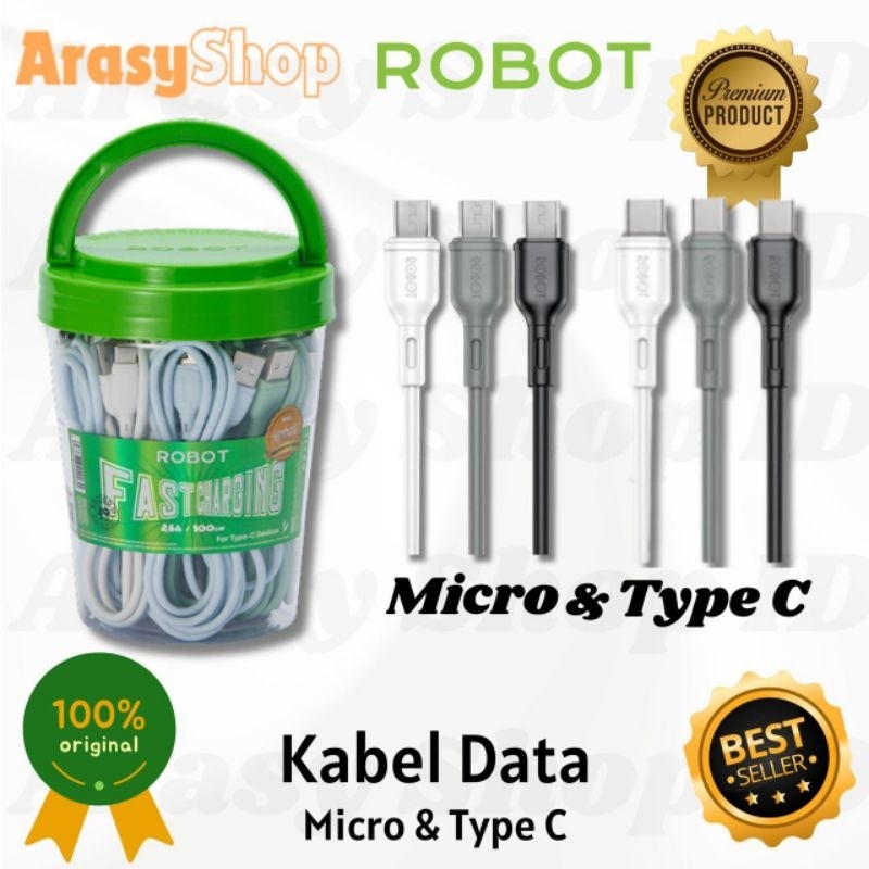 Jual Kabel Data Robot Micro Type C RBM100 II Colorfull (Satuan) Original | Shopee Indonesia