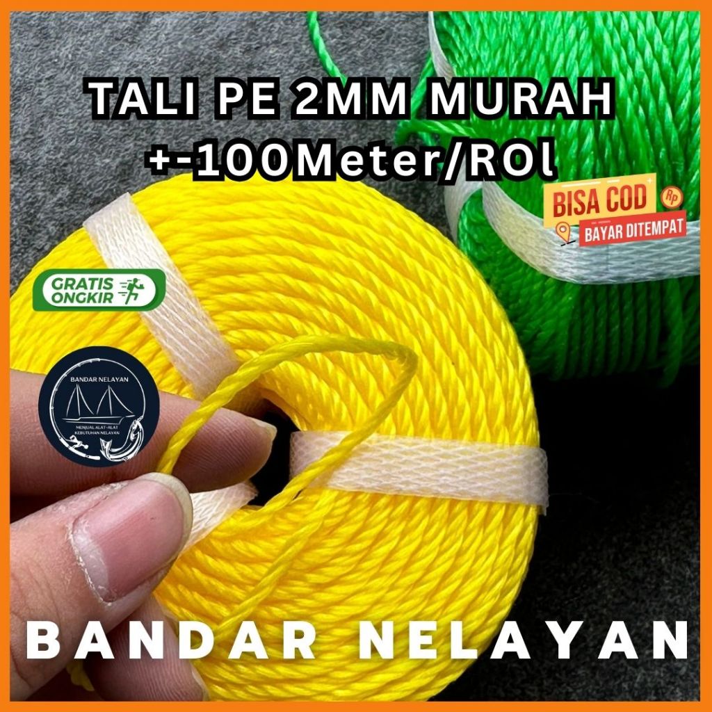 Jual Tali Tambang Kecil 2mm / Tambang PE 2 mm +/- 100 METER MURAH | Shopee Indonesia