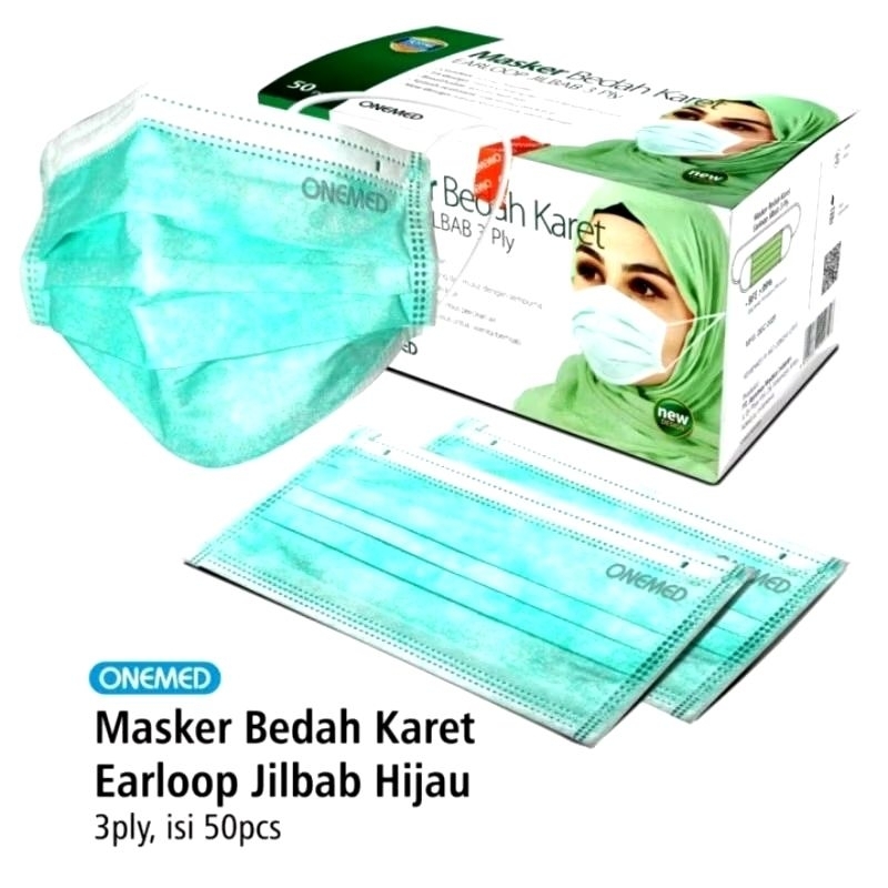 Jual Masker Hijab 3 Ply / Masker Medis - Onemed (1 Box isi 50 pcs ...