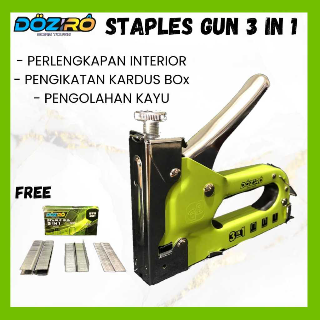 Jual Staples Gun 3 In 1 Tacker Stapler Staples Perekat Powerfull ...
