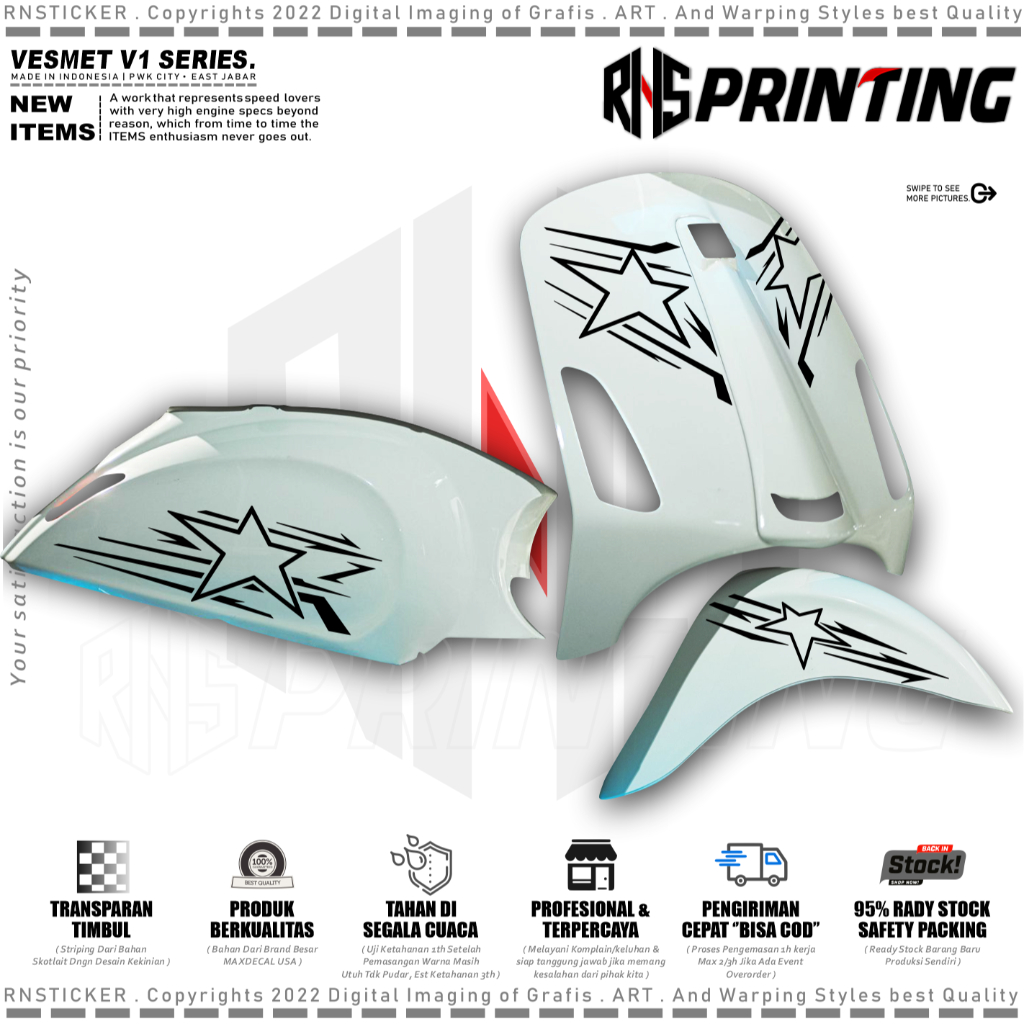 Jual V1 Cutting Stiker Striping Variasi Vesmet Striping Bintang Stars ...