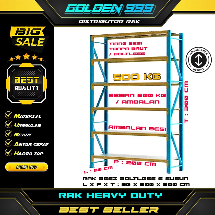 Jual Rak Heavy duty tanpa baut ( boltless ) I rak 6 susun BESI I ...