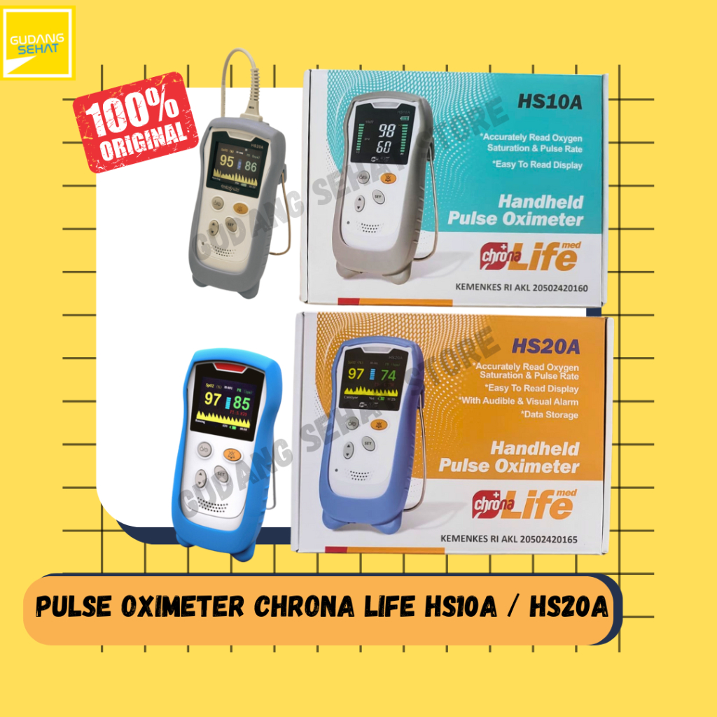 Jual CHRONA LIFE - Alat Cek Kadar Oksigen Oximeter Genggam HS20A / HS10A Handheld Pulse Oximeter ...