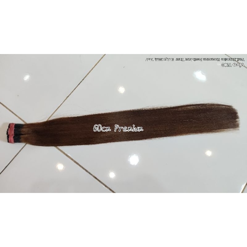 Jual Hair Extension / Rambut Sambung Asli 60cm Coklat Premium | Shopee ...