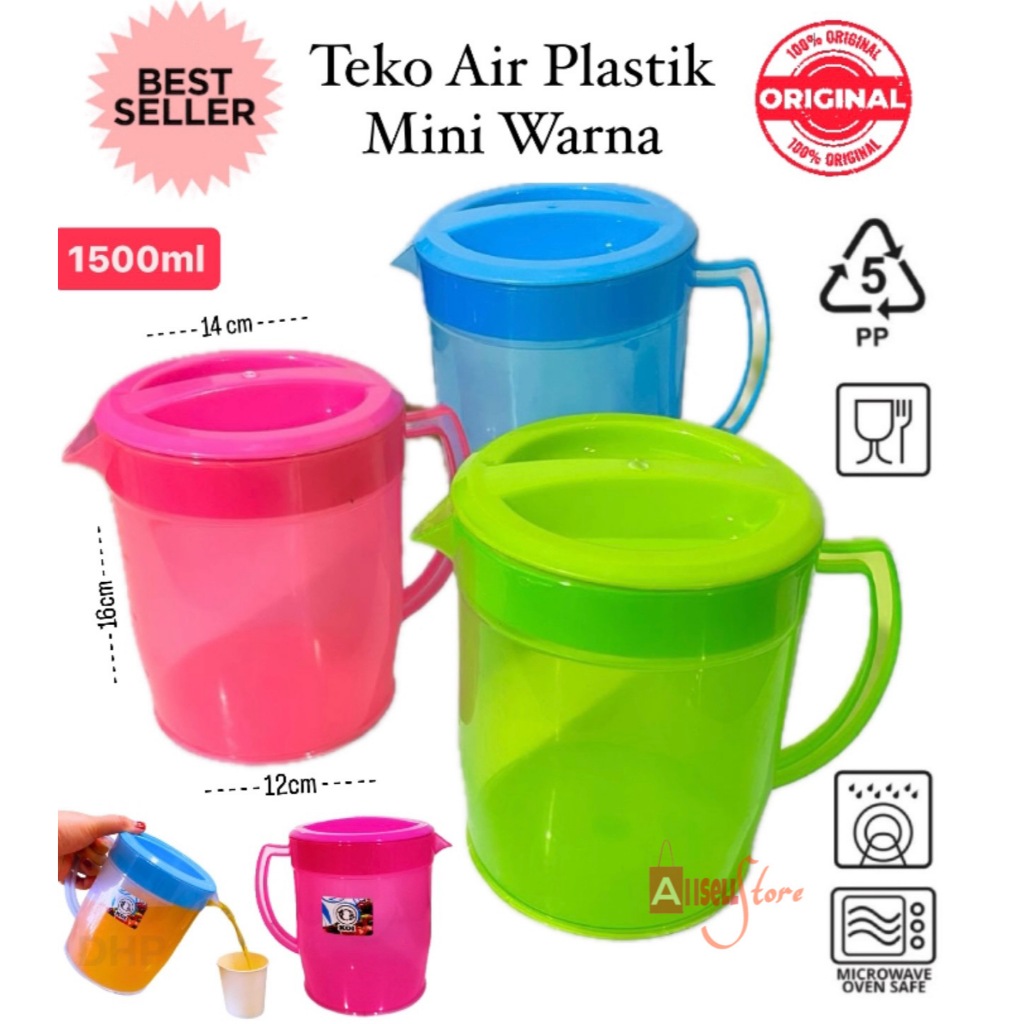 Jual (BISA COD) PROMO Teko Air Plastik Warna 1,5 Liter Water Jug / Teko Plastik / Teko Minum ...