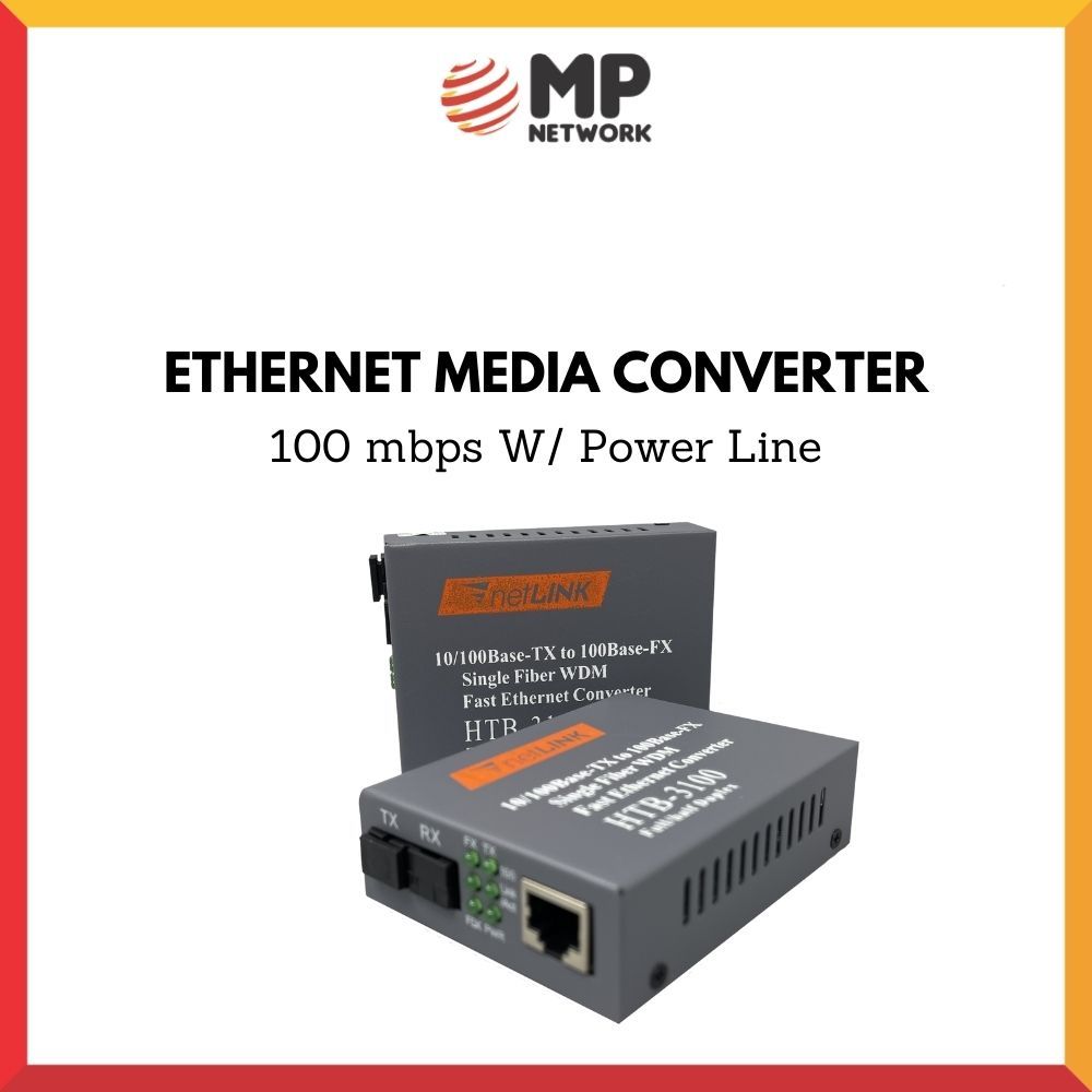 Jual Media Converter 100 WITH POWER LINE Fo Fiber Optic To Lan Netlink ...