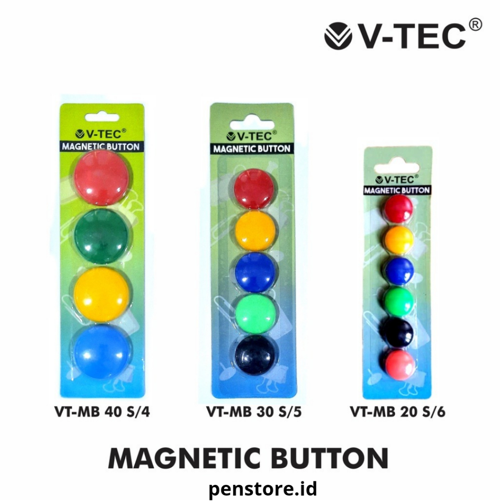 Jual ( PACK = ISI 5PCS) Magnet Papan Tulis 3cm V-TEC / Magnetic Pin ...