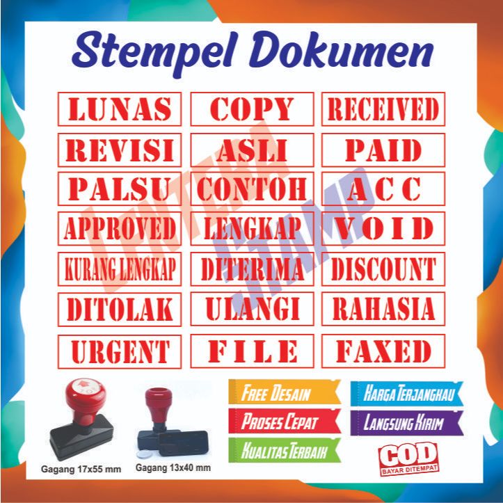 Jual Stempel Dokumen / Lunas / Paid / Received /Asli | Shopee Indonesia