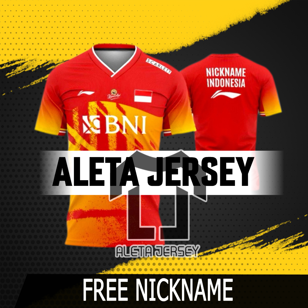 Jual JERSEY BADMINTON INDONESIA LINNING BNI TERBARU 2024 FREE NAMSET ...