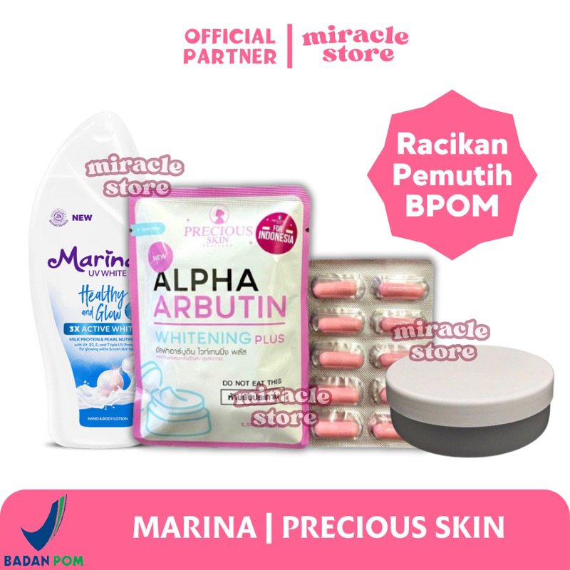 Jual [MIRACLE STORE] PAKET EXTRA WHITENING MARINA HEALTHY GLOW BIRU ...
