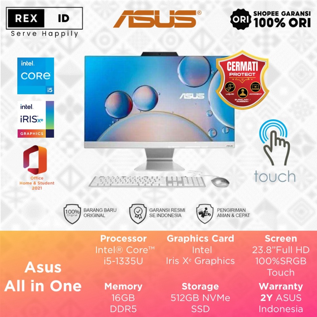 Jual Pc Asus AIO A3402WVAT Touch Intel i5-1335U 16GB 512GB Windows 11 ...