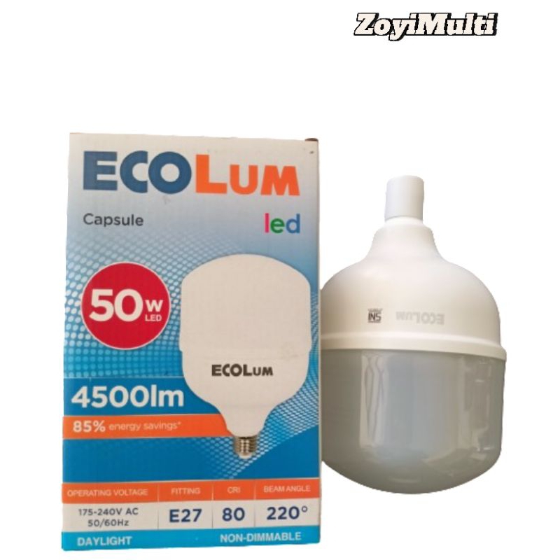 Jual LAMPU LED ECOLUM 50WAT CAPSULE CAHAYA PUTIH BERGARANSI | Shopee ...