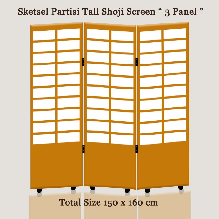 Jual Sketsel Partisi Tall Shoji Screen Pembatas Ruang 3 Panel 150x160 ...
