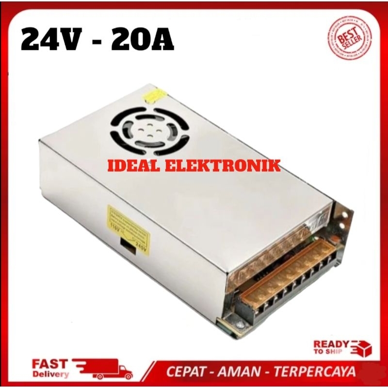 Jual Switching Power Supply PSU 24V 20A High Quality, 24 Volt 20 Ampere Cooling Fan Jaring ...