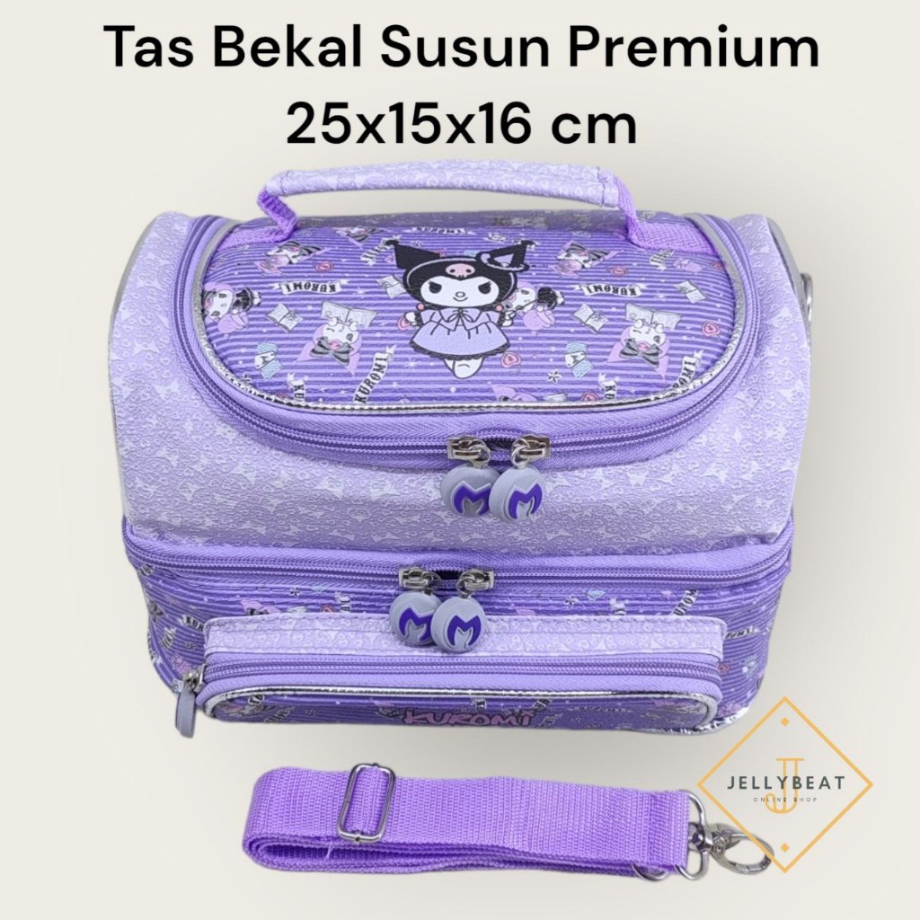 Jual Tas Bekal Susun Dengan Kantong Depan MOTIF KUROMI /Tas Slempang ...