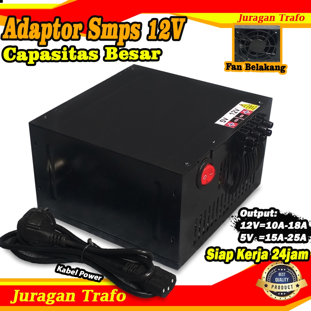 Jual Adaptor power supply 12V 15A SMPS switching powersupply Black Box ...